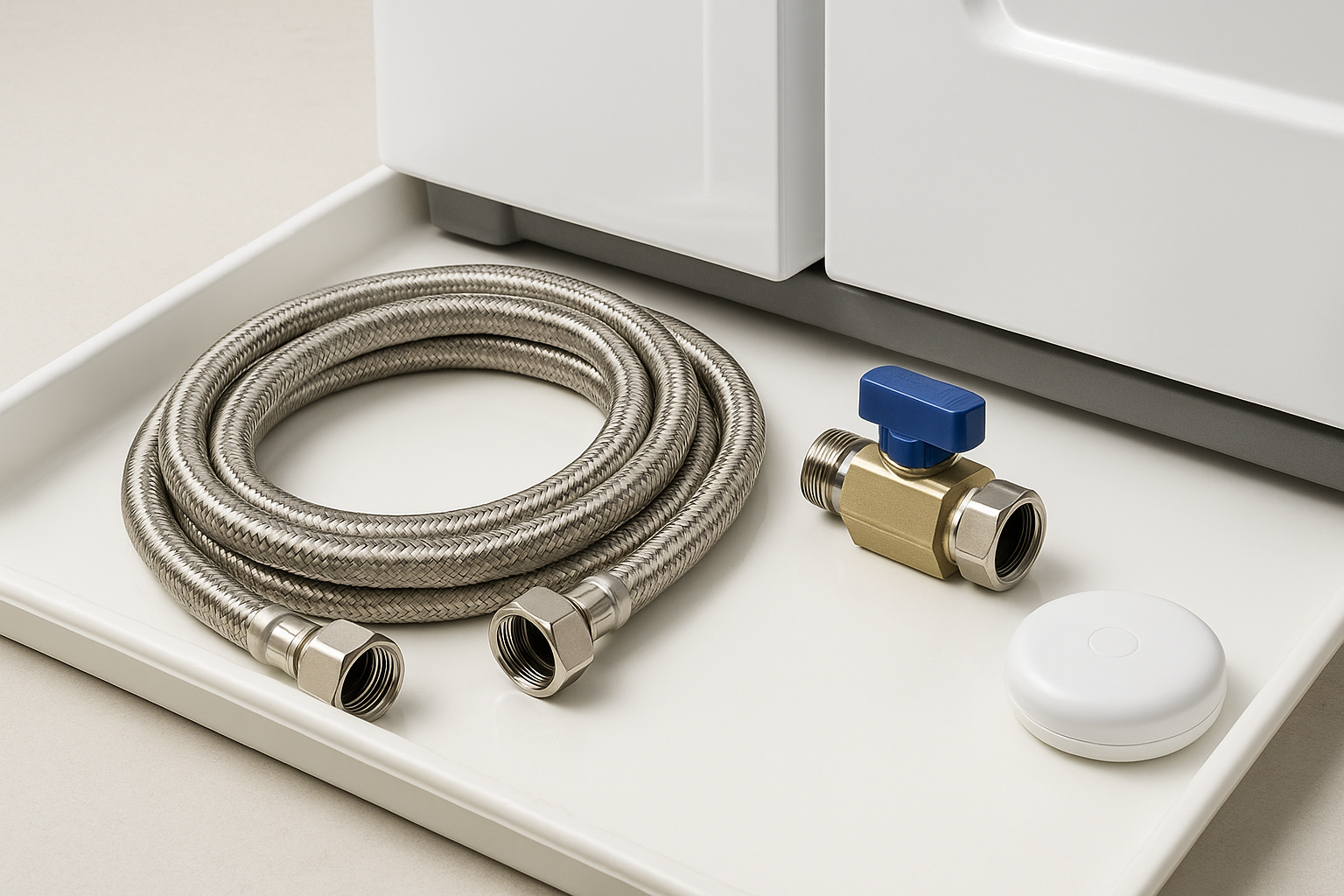 Braided Stainless Washer Hoses with Automatic Shutoff Valve | All ...
